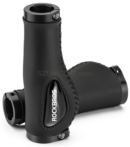 Gripy rowerowe Rockbros BS-03BK skórzane - czarne